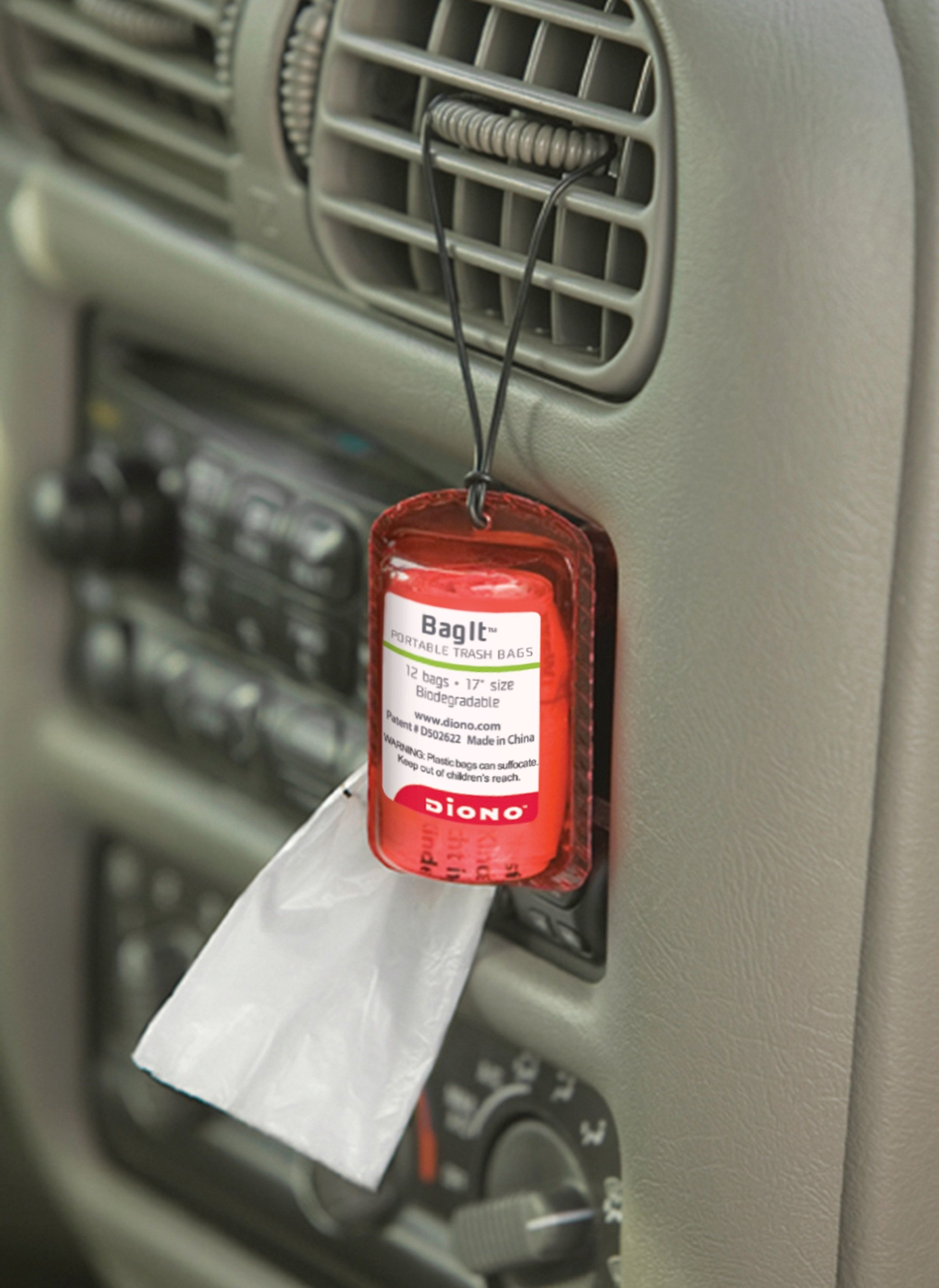 Diono Bag-It Small Portable Trash Bag Dispenser, Perfect For Soiled Baby Diapers, Pocket Sized On The Go Refillable Bag Dispenser, Red