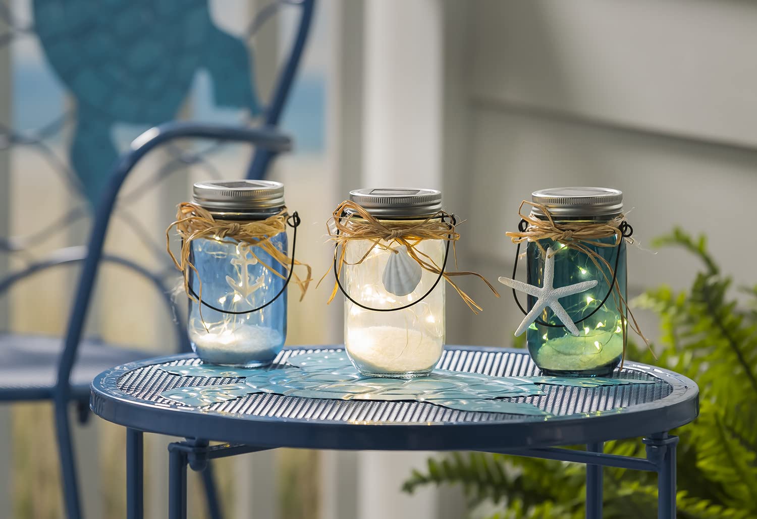 Evergreen Solar Coastal Lantern, White Sea Shell Durable and Well Made Garden Accent for Home Patio Yard