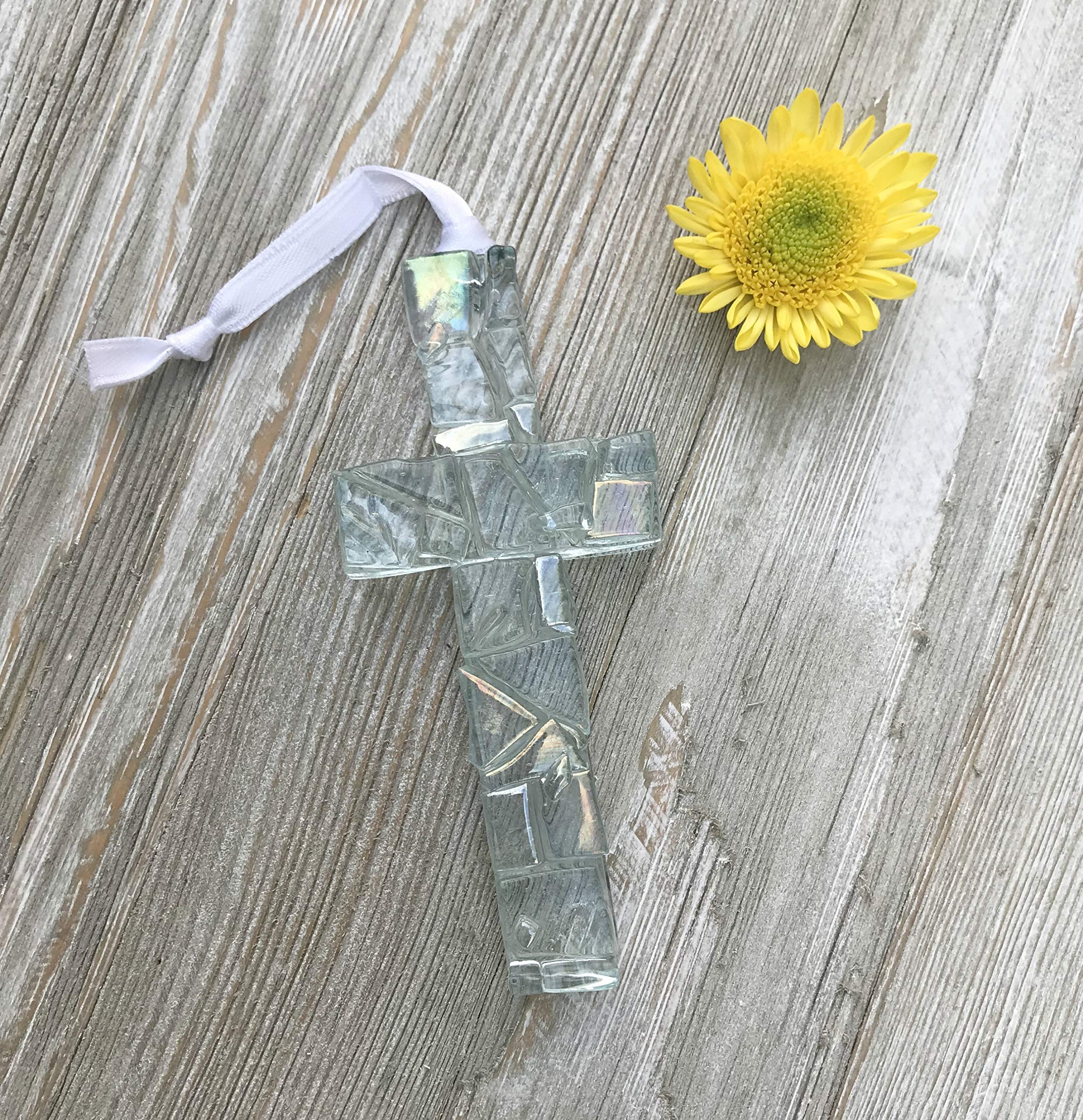 The Grandparent Gift Baby to Bride Glass Cross Keepsake Gift for Girl, Clear