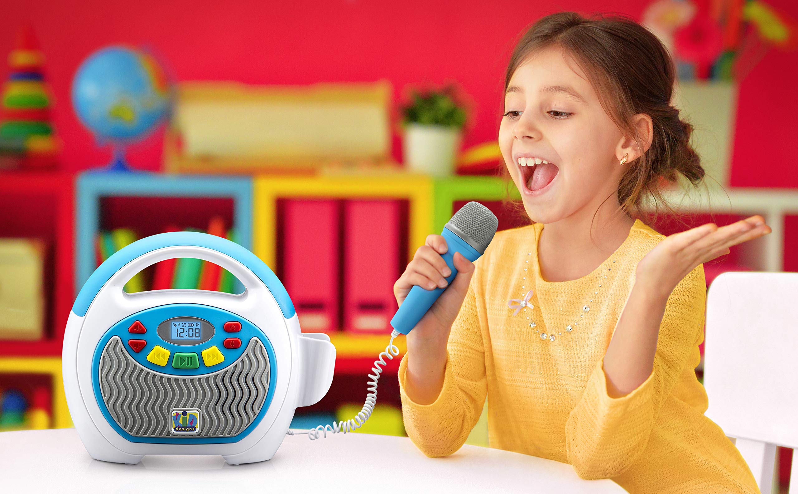 eKids KIDdesigns Mother Goose Club Bluetooth Sing Along Portable MP3 Player Real Mic 24 Songs