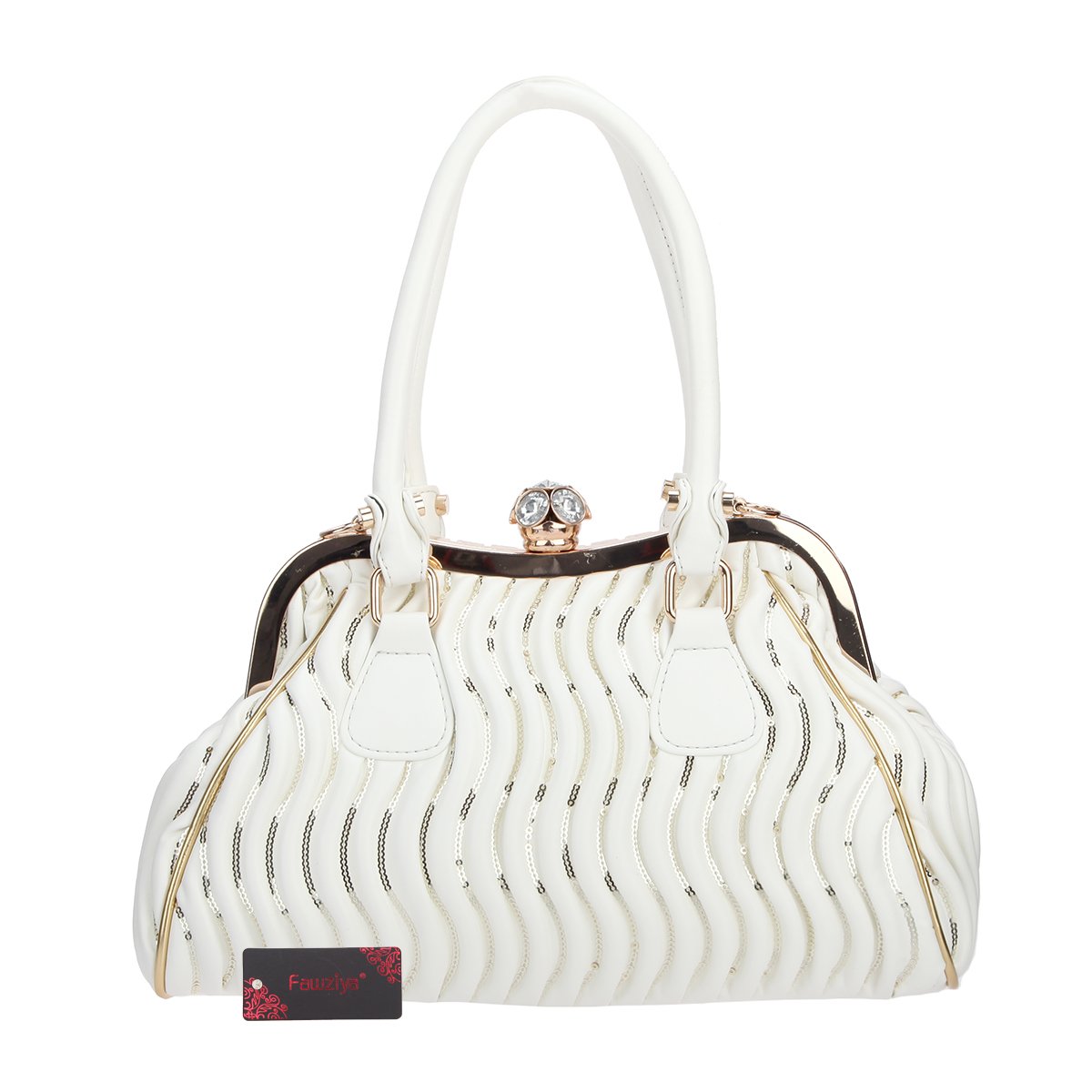 Fawziya Butterfly Spherical Crystal Ball Hand Bags For Women Pu Leather Purse And Bags-White