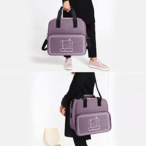 WITSTEP Sewing Machine Case Compatible with Singer/KPCB Mini Sewing Machine and Accessories, Portable Travel Tote Bag with Removable Bottom Pad, Adjustable Shoulder Strap & Multiple Pockets
