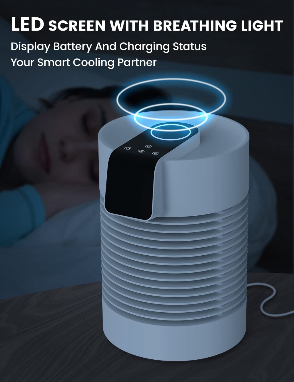 Mini Portable Air Conditioner, 9" Personal Air Cooler & Humidifier, 360° Rotation & 3 Speeds, USB Rechargeable Portable Air Cooler , 4000mAh Battery Operated, Evaporative Air Cooler for Room/Travel