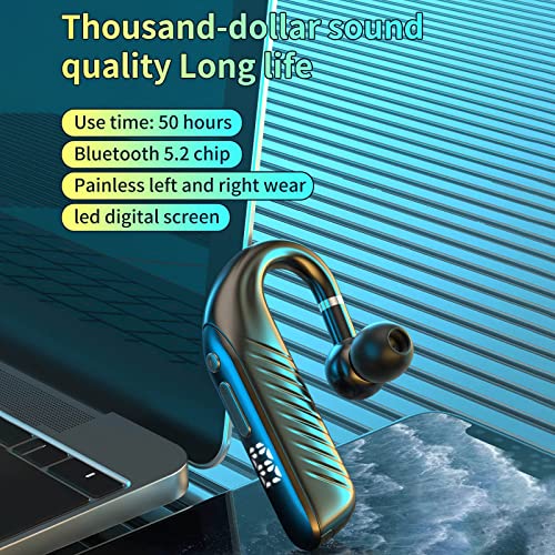 Bluetooth Headset Wireless Bluetooth 5.2 Business Ear Hanging Headphone with Mic, 250mAh LED Digital Display Screen Noise Reduction Sweatproof Earphones for Cell Phone, Car, Office, Sports