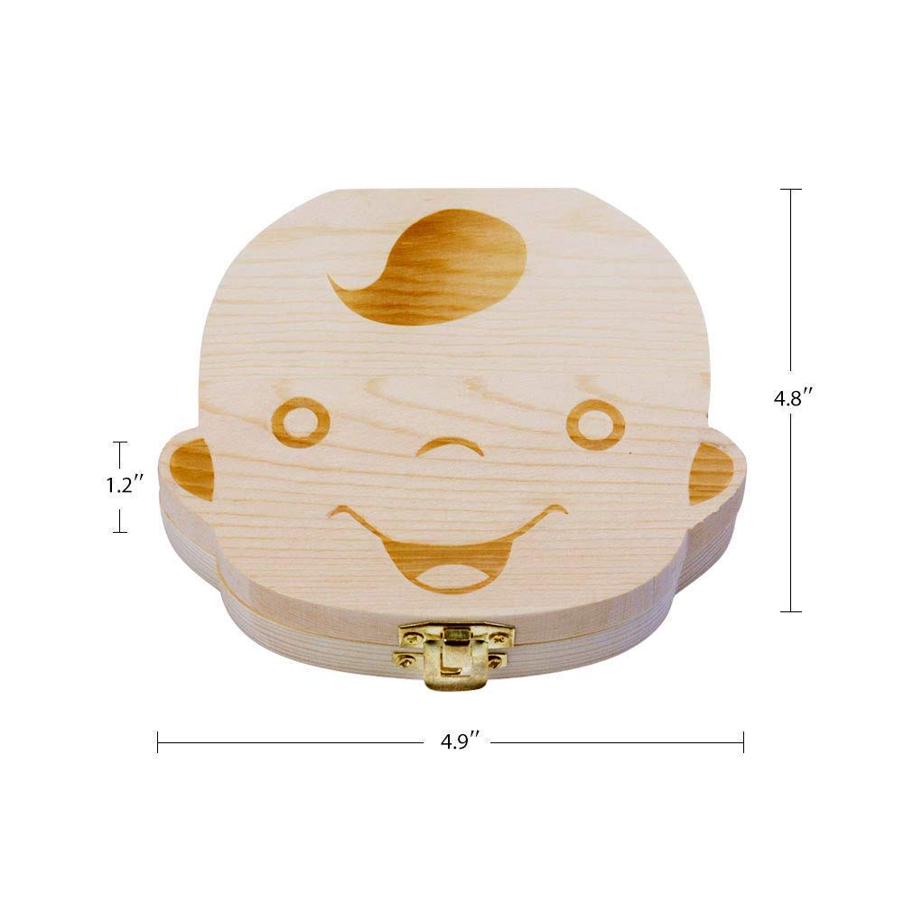 Aiky Wooden Baby Tooth Fairy Box Teeth Holder For Kids Lost Teeth Keepsake Save Collection (Boy)