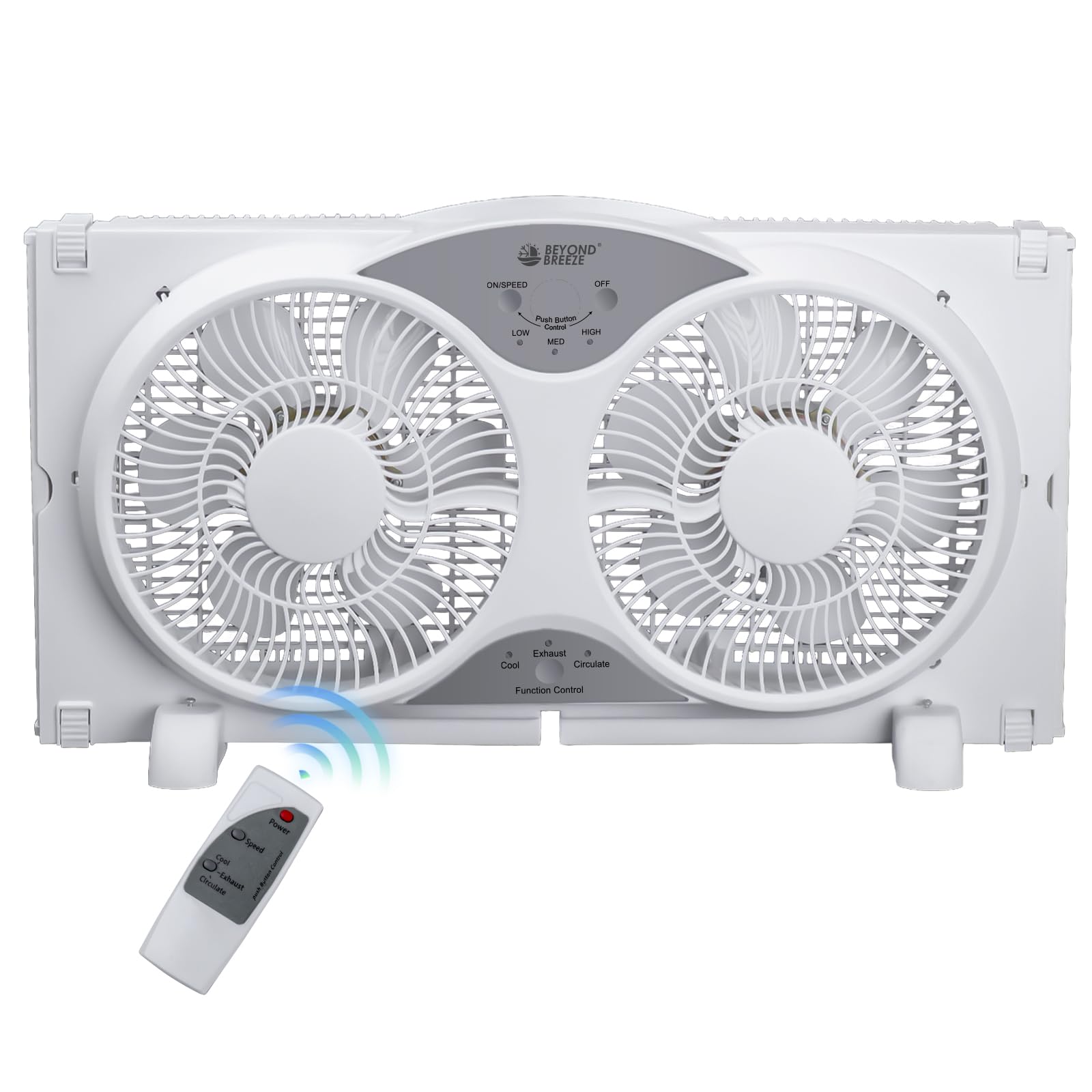 BEYOND BREEZE 9" Twin Window Fan, 2-Speed Expandable Dual Window Fan with Reversible Airflow Blades, Manual Controls