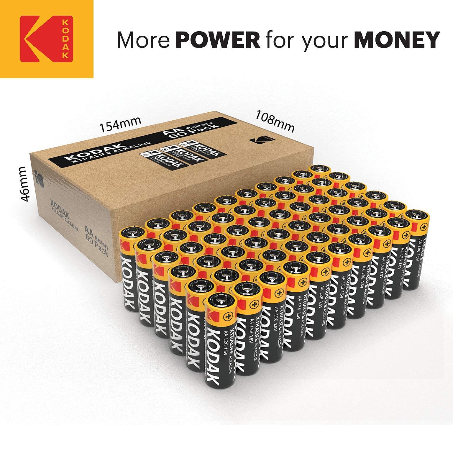 KODAK AAA Batteries 60 Pack - with 10 Years Shelf Life Long Lasting Alkaline Batteries AAA Size Pack, 1.5V Mignon LR03 MN1500 AM3 Triple A Batteries, Leak Proof AAA Battery Pack…