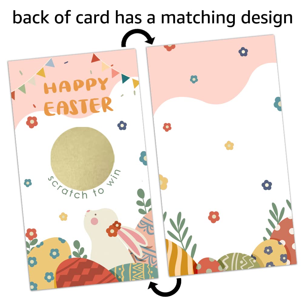REWIDPARTY Blank Easter Party Scratch Off Cards(50 Pack) Funny Activity for Groups Kids Adults, Easter Bunny and Easter Eggs Scratch Off Tickets, Festive Raffle Tickets, Easter Holiday Party Supplies