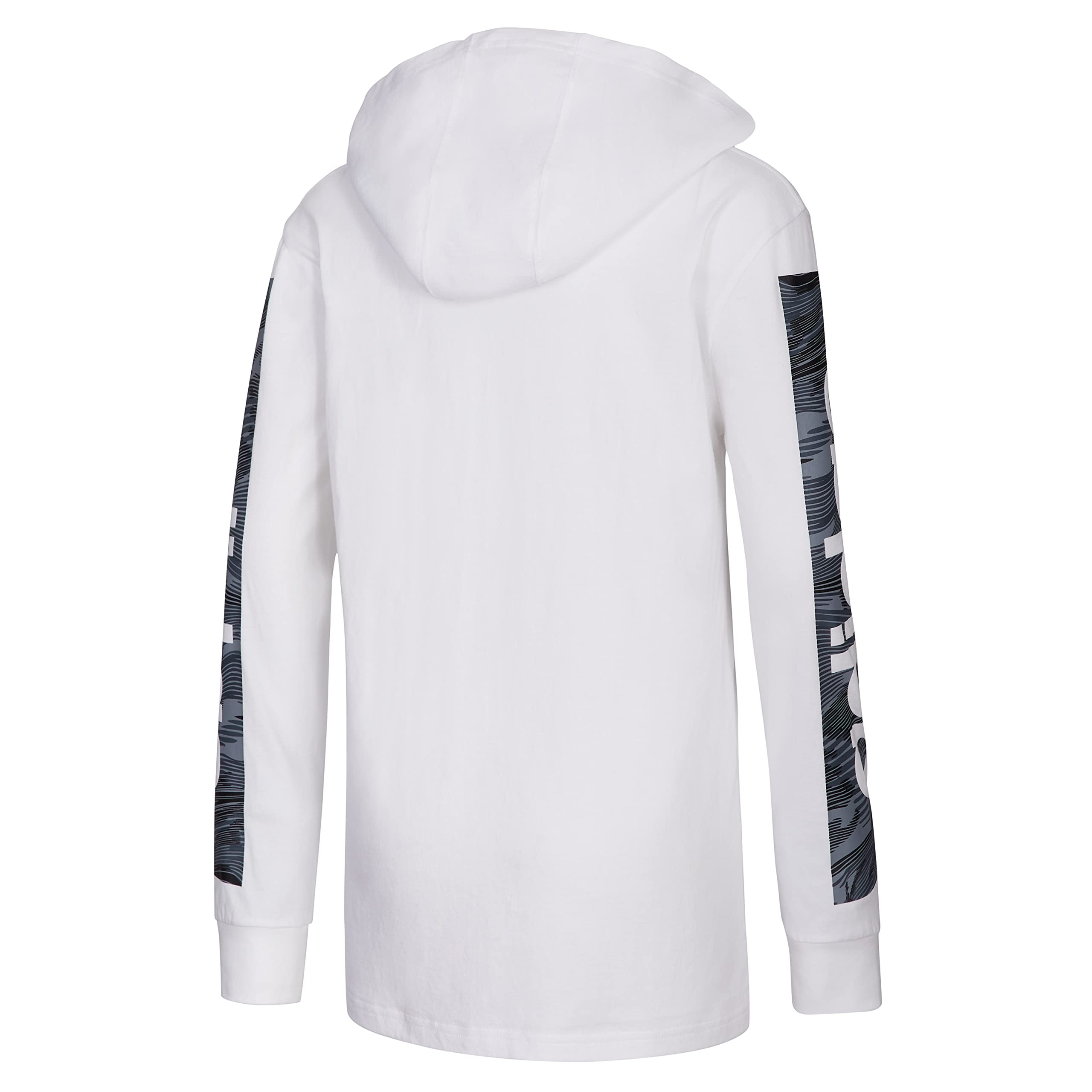 adidas boys Long Sleeve Linear Camo Hooded Tee T Shirt, White, Large US