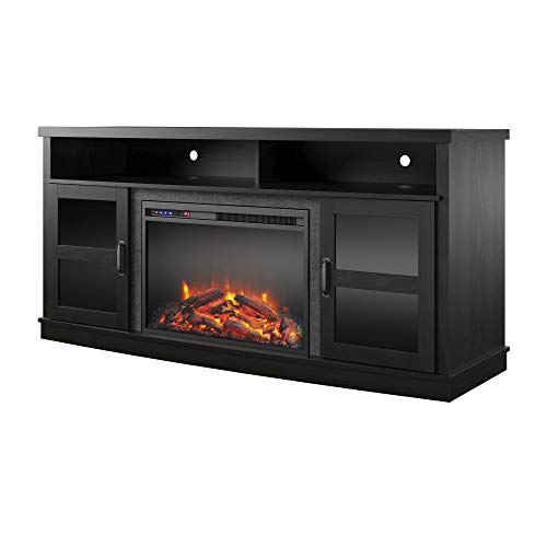 Ameriwood Home Ayden Park Fireplace TV Stand for TVs up to 65", Black Oak