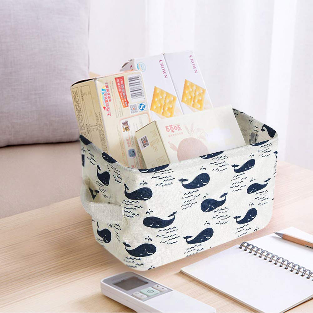 CALISTOUS 1PC Stationery Handicraft Storage Basket Linen Desk Storage Box Whale