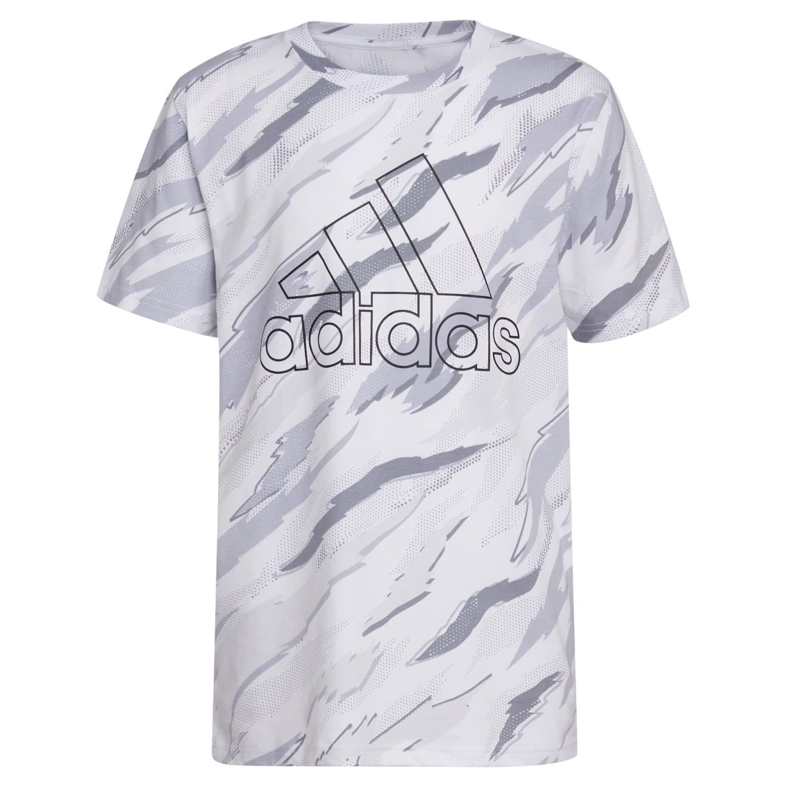 adidas boys Short Sleeve Tiger Camo All Over Print Tee T Shirt, Black, Medium US