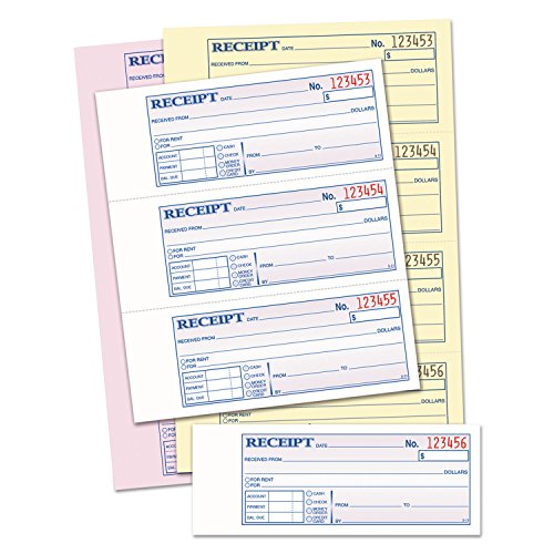 Adams TC1182 Receipt Book, 7 5/8 x 11, Three-Part Carbonless, 100 Forms