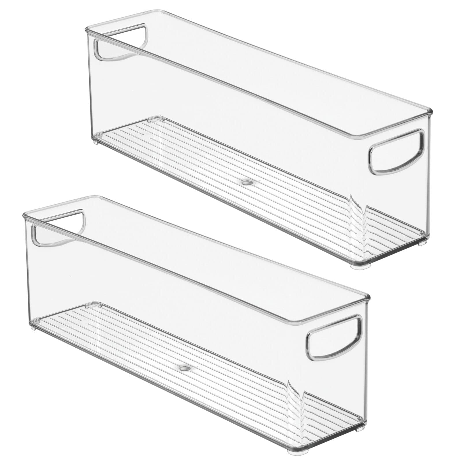 mDesign Plastic Kitchen Organizer - Storage Holder Bin with Handles for Pantry, Cupboard, Cabinet, Fridge/Freezer, Shelves, and Counter - Holds Canned Food, Snacks - Ligne Collection - 2 Pack - Clear