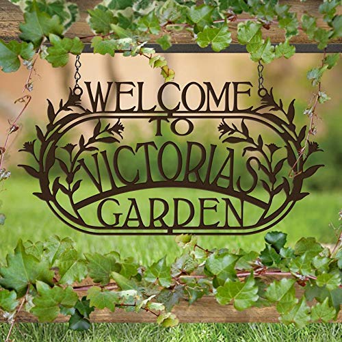 godblessign Welcome to The Garden Metal Sign, Custom Garden Sign, Metal Wall Decor for Home Kitchen Coffee Barthroom Bar, Modern Farmhouse Decor Housewarming Gift, Personalized Metal Sign 14" 18" 24"