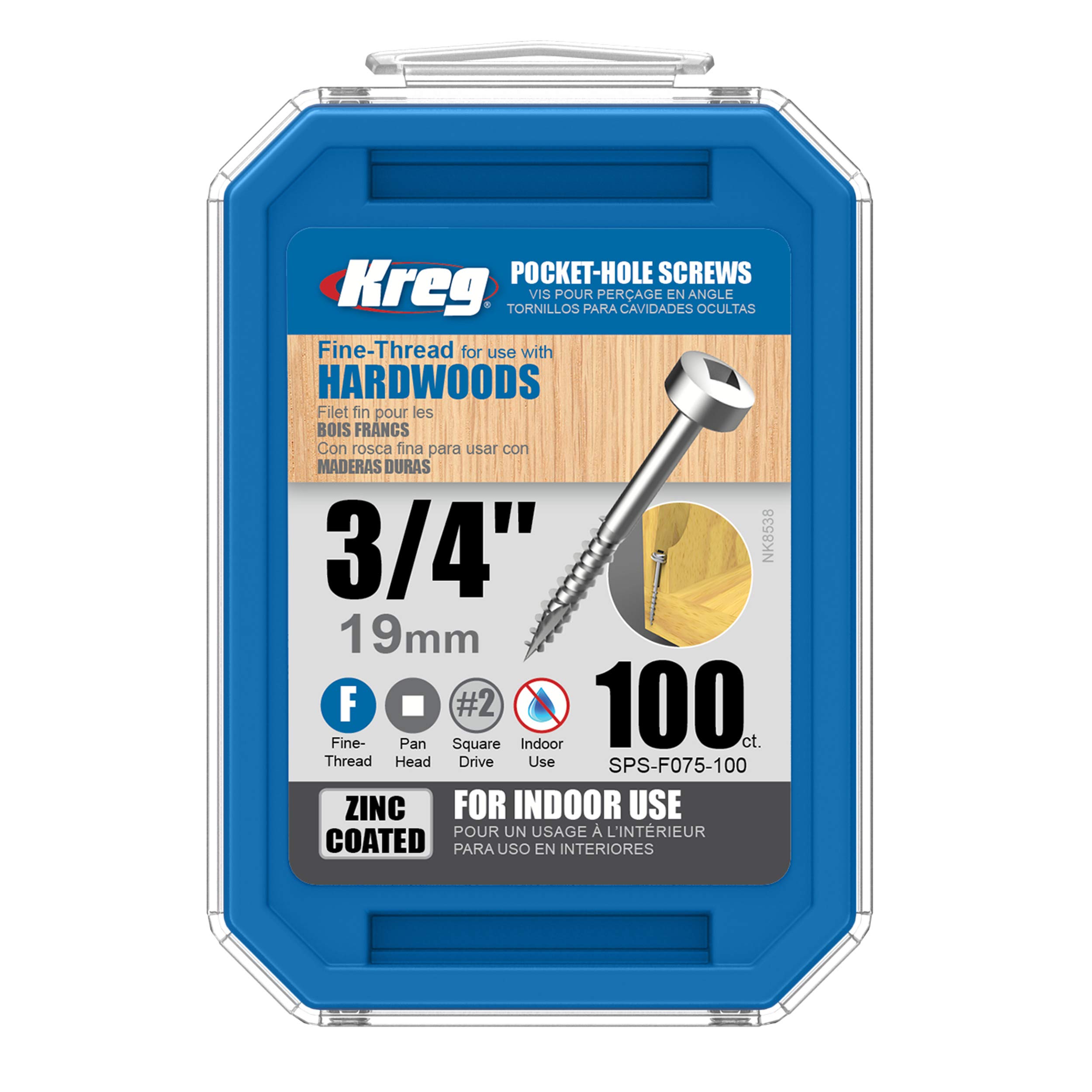 Kreg Pocket-Hole Screws, 6 x 3/4", Panhead, Fine (100)