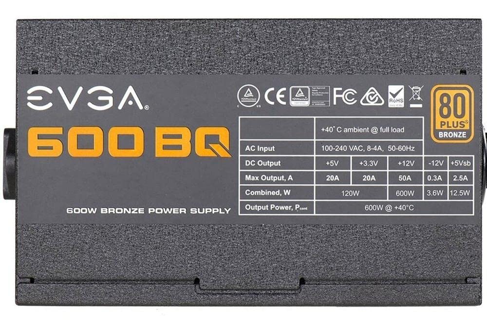EVGA 110-BQ-0600-K1 600 BQ, 80+ Bronze 600W, Semi Modular, FDB Fan, 3 Year Warranty, Power Supply