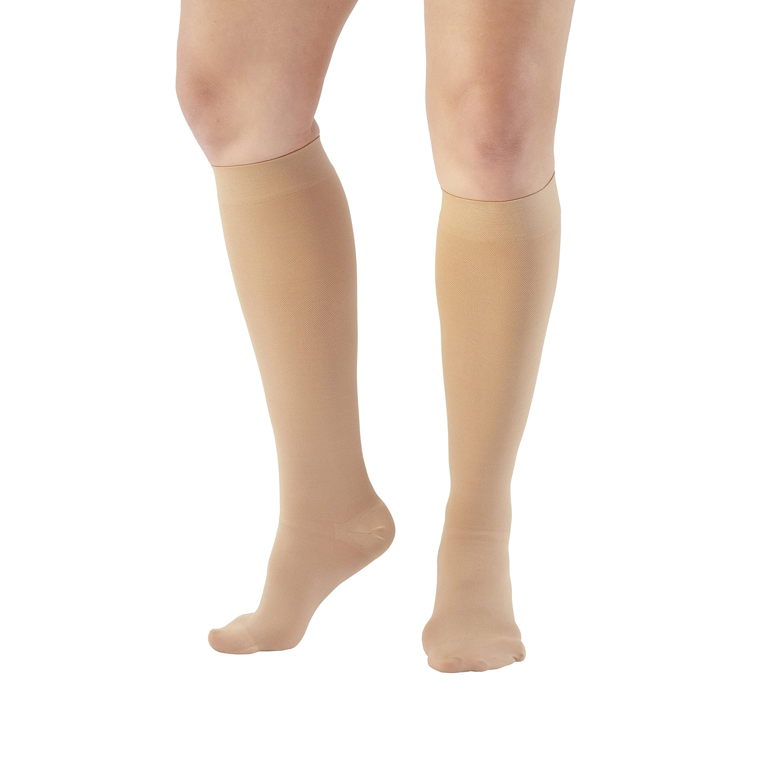 Ames Walker AW Style 200 Medical Support Closed Toe 20-30 mmHg Firm Compression Knee High Stockings Beige Medium Wide