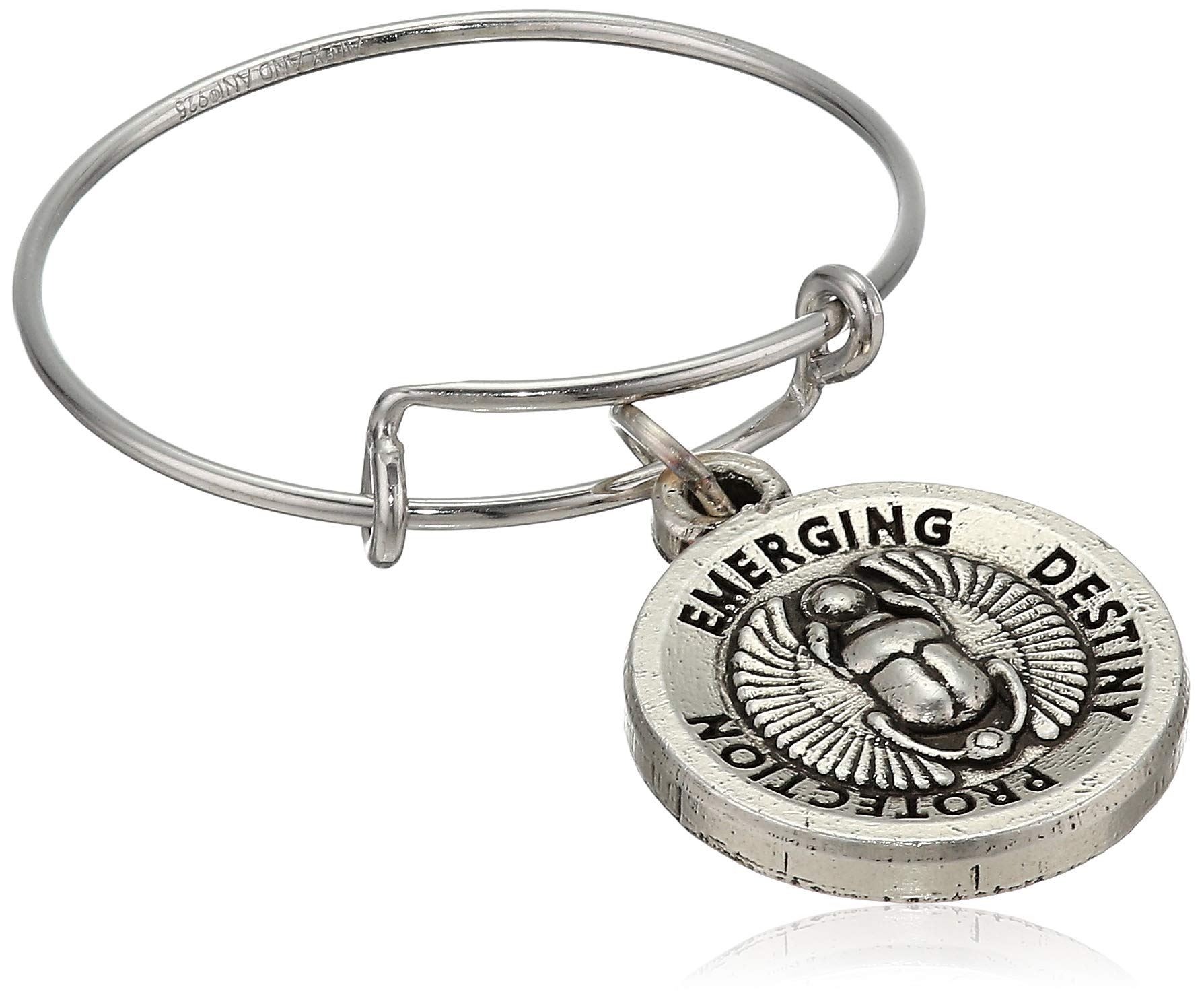 Alex and Ani Scarab EWR Rafaelian Silver Stackable Ring, Size 5-7