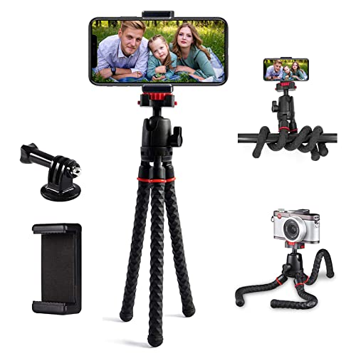 Phone Tripod LINKCOOL 360 Degree Rotation Flexible Tripod Travel Octopus Tripod for iPhone/Smartphone/Ipad/DSLR/Sports Action Camera, with Bluetooth Wireless Remote Shutter