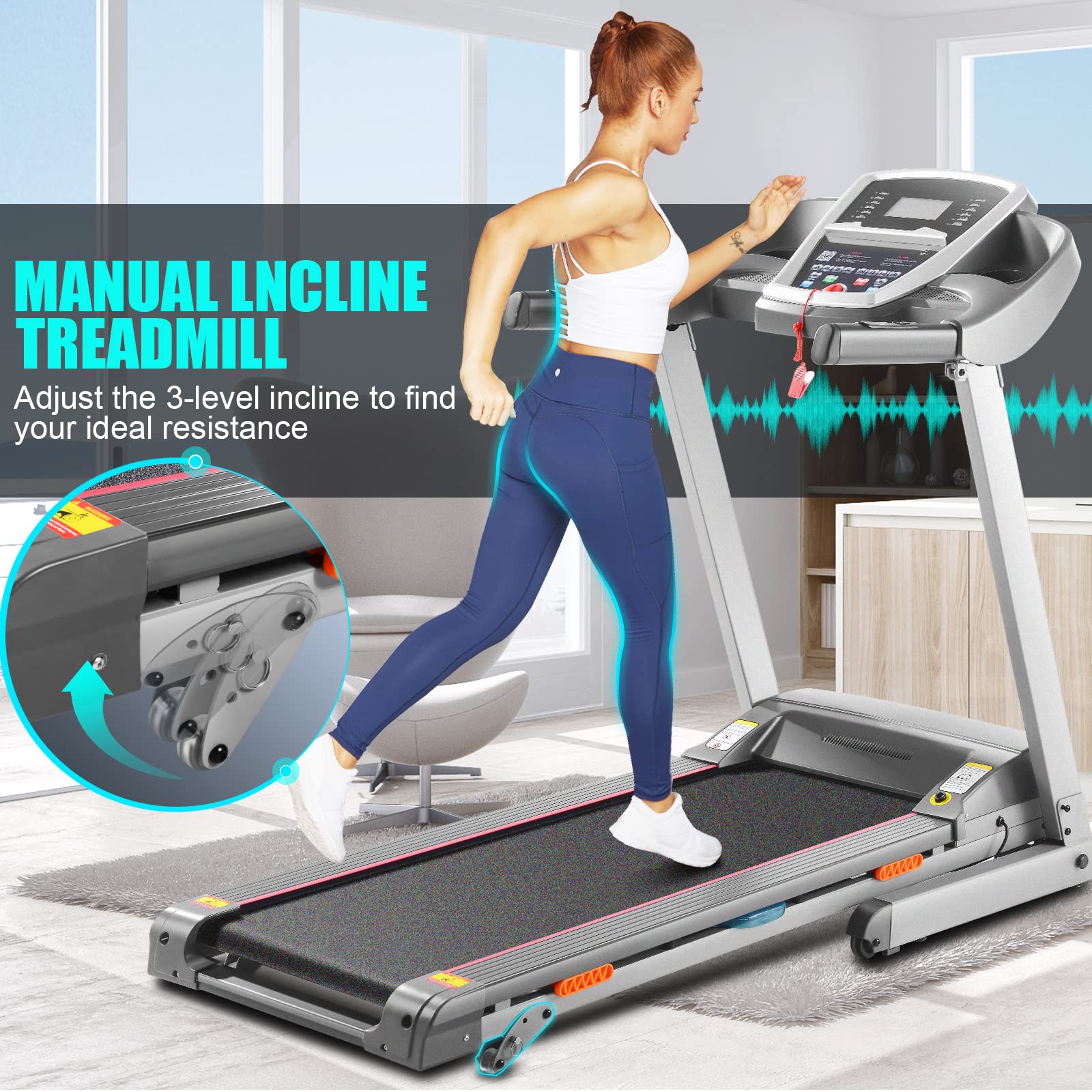 ANCHEER Folding Treadmill with Auto Incline Treadmill for Home