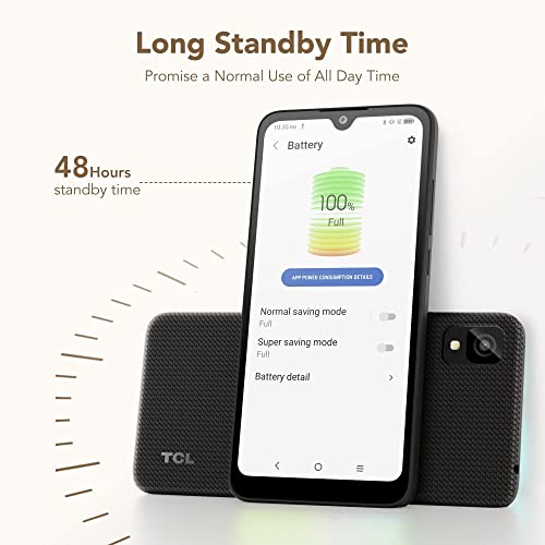 TCL 30 Z Unlocked Cell Phone 4G LTE, 6.1" HD+ Display, Smartphone Android 12, 32GB+3GB RAM, Expandable Memory Up to 512GB, 3000mAh, Built-in GPS, US Version, Prime Black