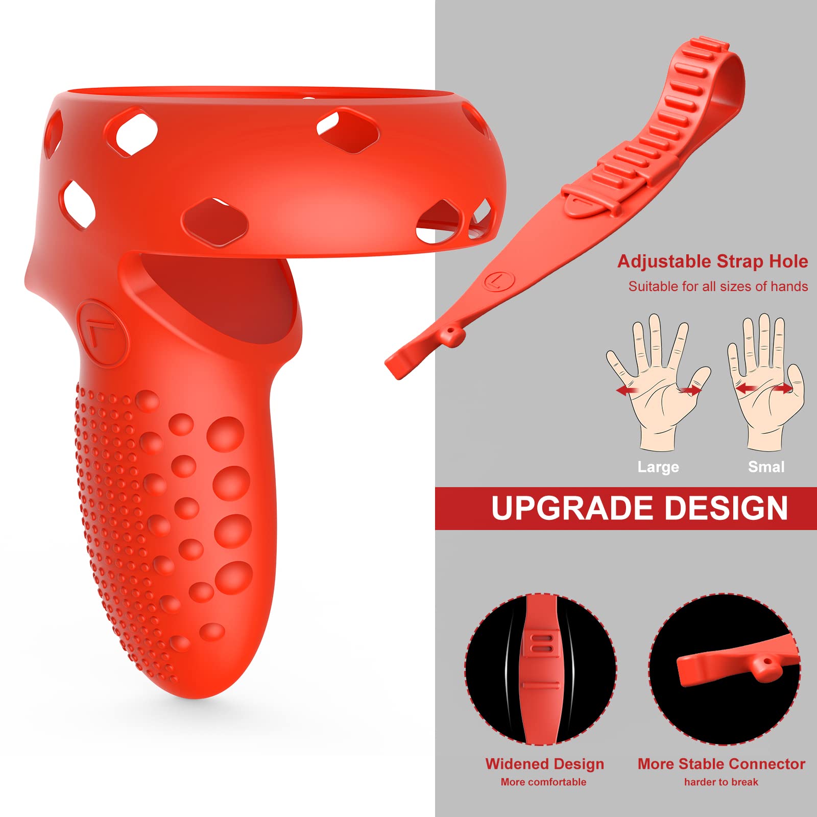 HUIUKE Touch Controller Grip Cover for Quest 2 with Silicone VR Face Cover Pad and Lens Cover, 3 in 1 Silicone Cover Set for Quest 2, Quest 2 Accessories (Red)