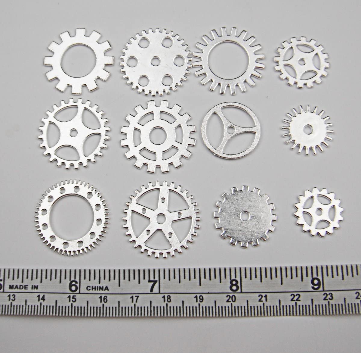 ALL in ONE MAHAVIMOKSA 200 Grams Steampunk Gear Wheel Charms Cog Connectors Pendants Jewelry Finding DIY Craft (Silver)
