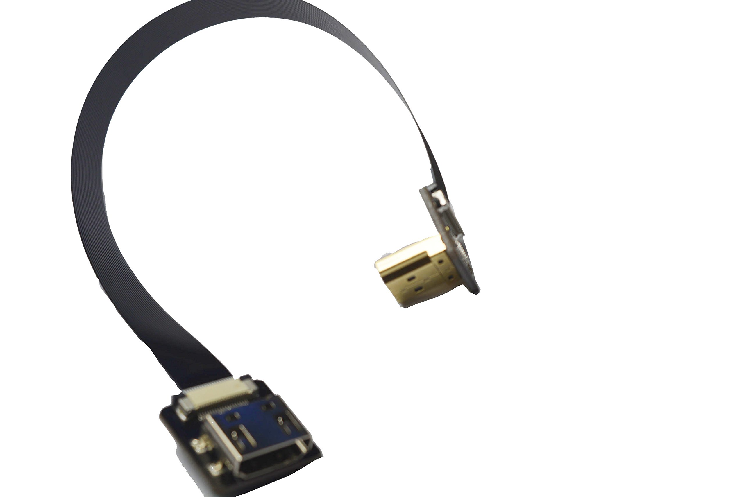 Short Flat Slim Thin HDMI FFC FPV HDMI Cable Standard HDMI Female Plug to Standard HDMI Male 90 Degree Compatible with RED blackmagic BMCC Sony FS7 Canon C300 Black 10cm
