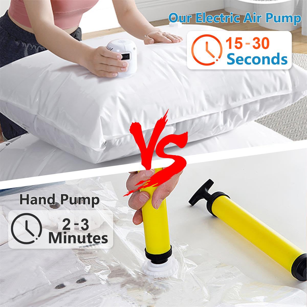Sakulamon Electric Pump for Vacuum Storage Bags, 55W 4200 Pa Space Saver Vacuum Storage Bag Pump for Compression Clothing, Portable Vacuum Pump for Various Vacuum Sealer Bag (Storage Bag Not Included)