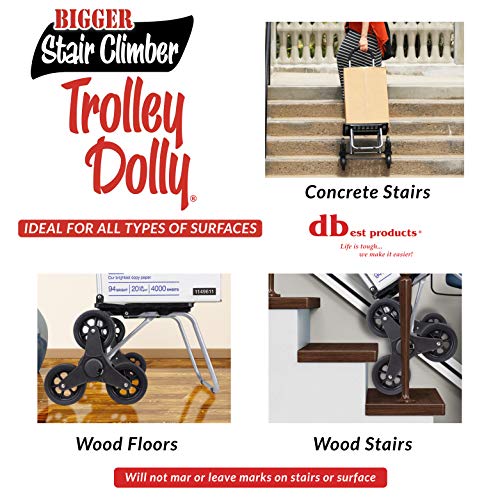 dbest products Stair Climber Bigger Trolley Dolly, Black Grocery Shopping Foldable Cart Condo Apartment 44 Inch