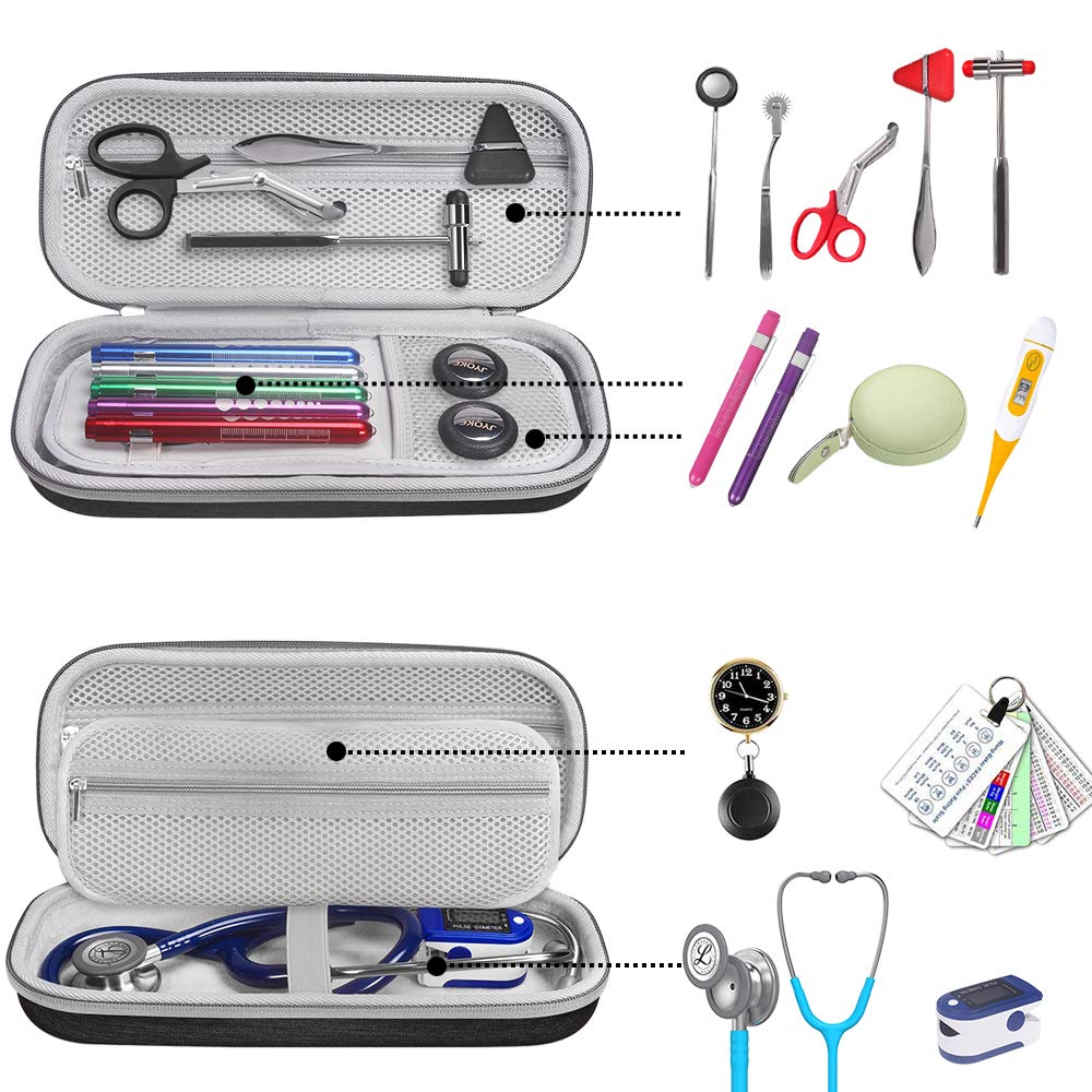 Zaracle Carry Case Storage Bag Protect Pouch Sleeve Box Case for 3M Littmann Classic III Stethoscope.Fits Prestige Taylor Percussion Hammer and Nurse LED Medical Penlight
