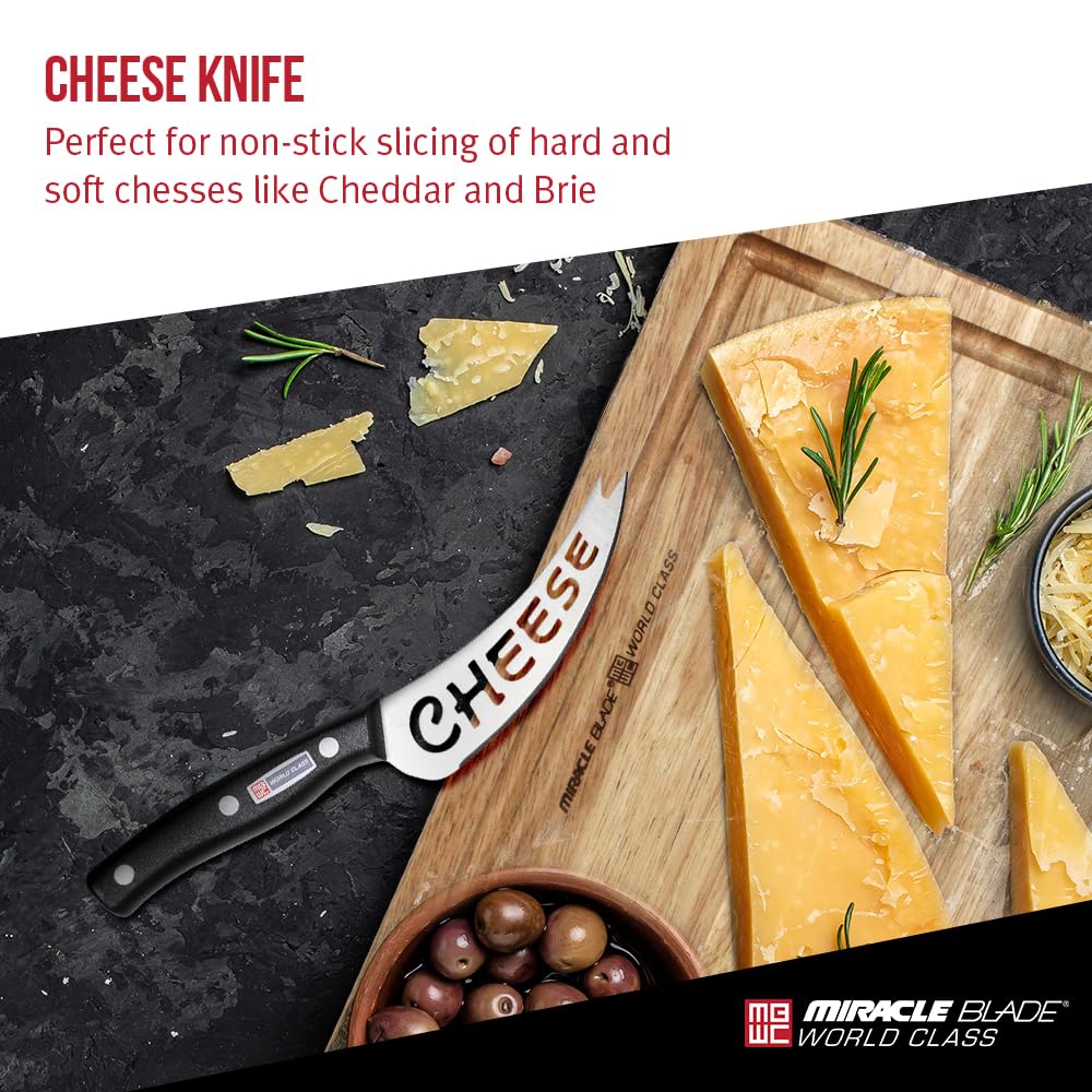 Miracle Blade World Class 4 Piece Professional Entertainment Charcuterie Knife Set with Acacia Wood Board
