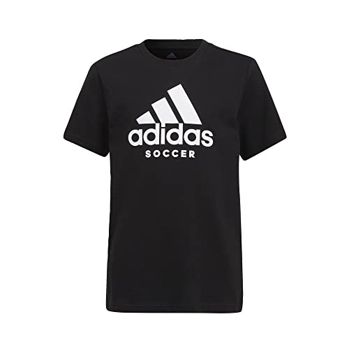 adidas Boys' Soccer Logo Tee, Black, X-Large