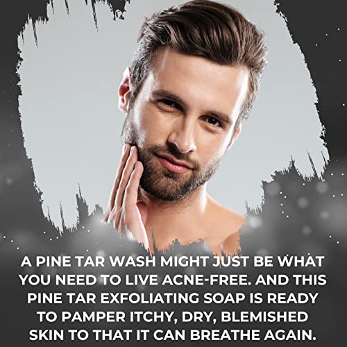 All Natural Pine Tar Soap Bar 4oz – Cleansing Anti Acne Eczema Psoriasis Itch Relief Pine Tar Face & Body Wash Cleanser – Pure Goat’s Milk Soap with Oatmeal, Charcoal, Essential Oils Made in USA