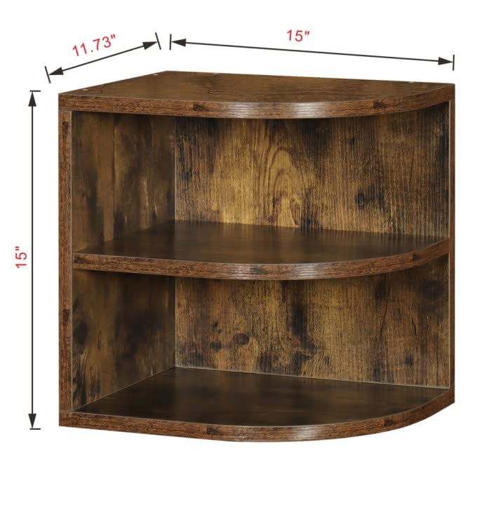 FUSUNBAO Magic DIY Cube Storage Organizer Stackable Cubles for Corner Bookshelf -Home Books Clothes Toy -Modular Cubby Storage System -Office Cubical -Bookcase (Antique Brown, Curved Shape Cube)