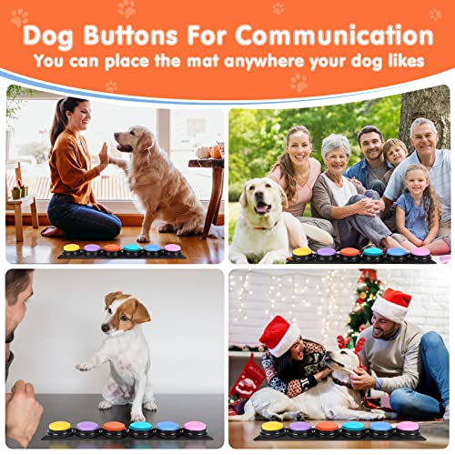 DCIAER Dog Buttons for Communication,Talking Buttons for Dogs,6 Recordable Sound Buttons + 24 Scene Patterns + 1 Dog Button Mat+ 12 AAA Batteries,30 Seconds Dog Buttons for Pet Sound Training Toy