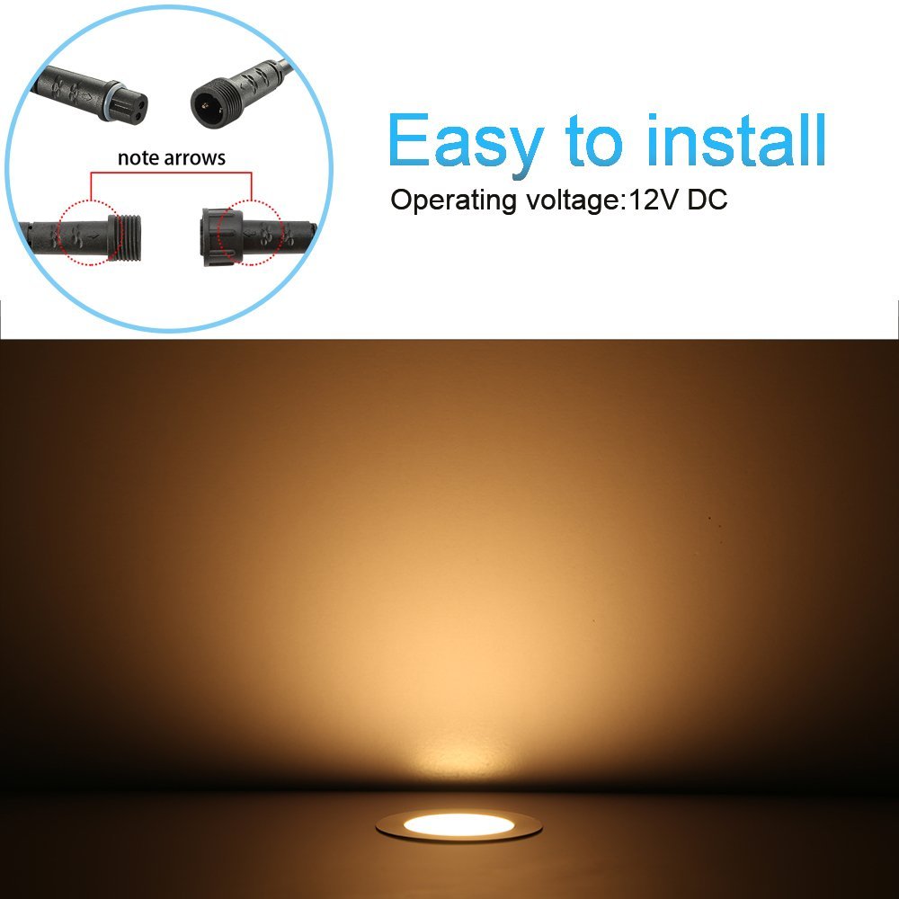 FVTLED WiFi Deck Lighting, WiFi Controlled 20pcs Low Voltage LED Step Lights Kit Φ1.77 Stainless Steel Waterproof Outdoor Recessed Stair Light Work with Alexa Google Home, Warm White