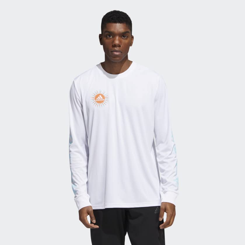 adidas Freedom Running Graphic Long Sleeve Tee Men's, White, Size L