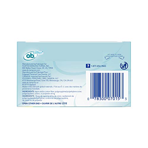 o.b. Pro Comfort Applicator Free Digital Tampons, Regular and Super Multi-Pack - 40 Count