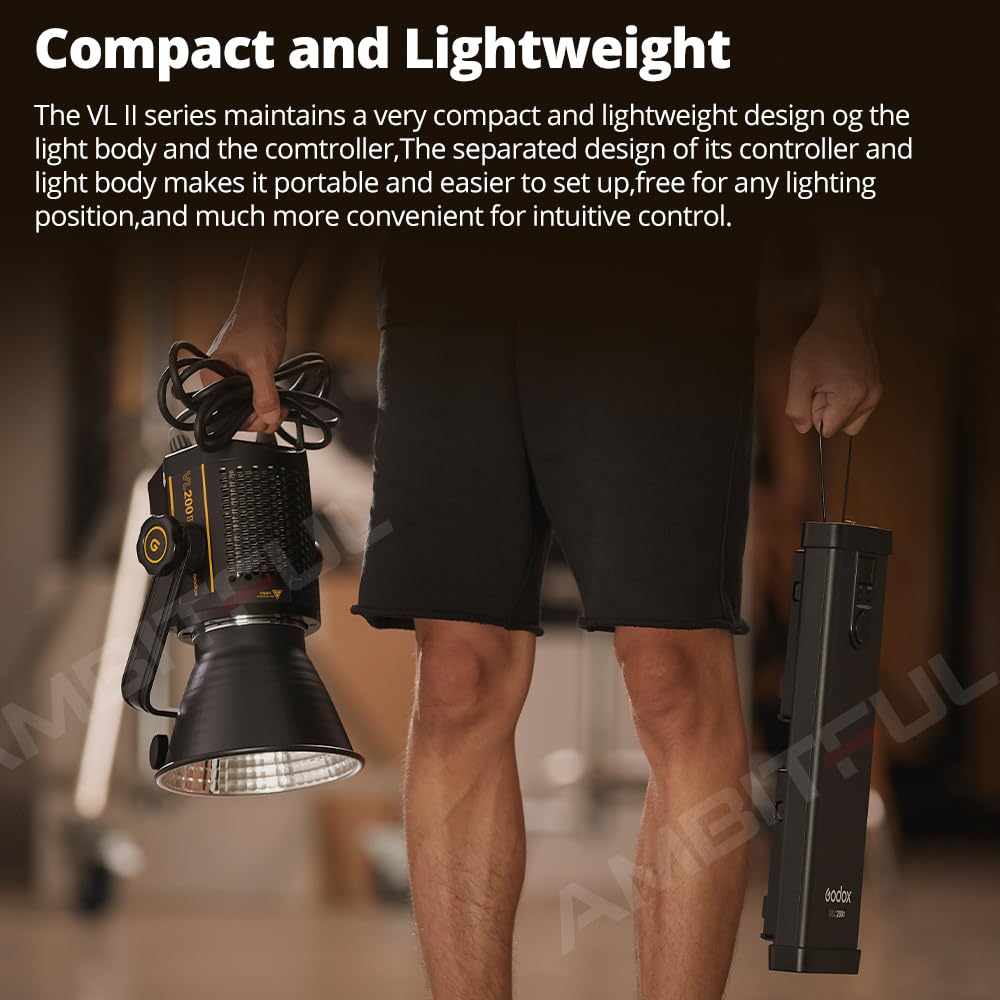 Godox VL150II 165W 5600±200K CRI96+,TLCI 96+ LED Studio Video Light with APP Control, Built-in FX Effects, Outdoor-Indoor Dual-use LED Continuous Light (VL150 Upgrade )