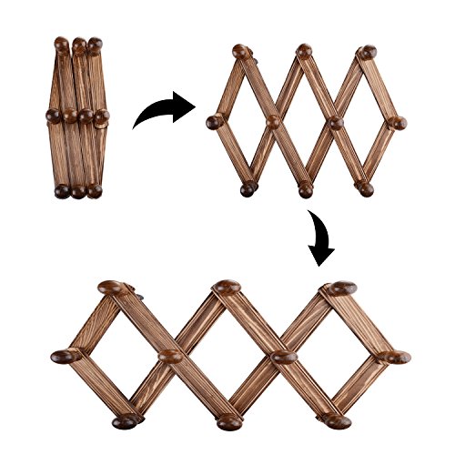 Wooden Expandable Coat Rack,Wall Mounted Hanging Hat/Scarf/Jewelry Hanger for Entrance,Bedroom,Living Room,Utility Hooks Home Decor 10 Hook/Set