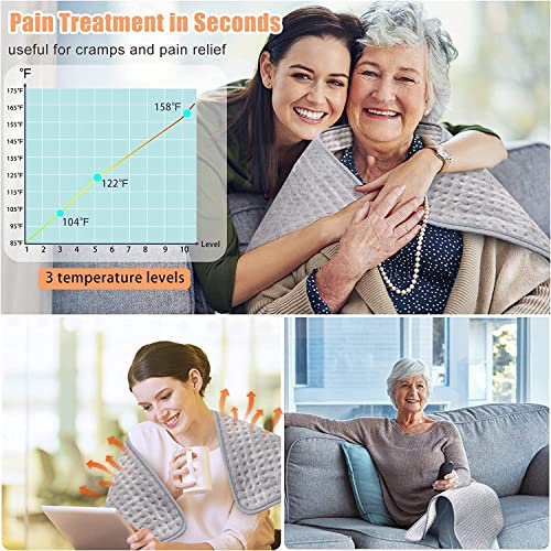 Extra Large Heating Pad - 20"x 40" Electric Heating Pad, Fast Heating Warm Pad, 10 Heat Settings Washable Soft Heat Pad, Dry & Moist Heat for Shoulders, Neck,Abdomen, Back,Limbs