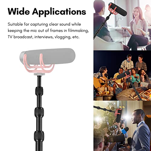 Andoer Handheld Microphone Boom Arm 5-Section Extendable Mic Arm Aluminum Alloy Boom Pole for Microphones 1/4 Inch Screw & Thread with Foam Grip Locks 40cm-155cm Adjustable Length 3kg Load