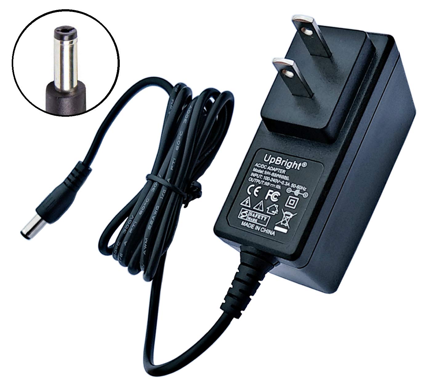 UpBright 5V 2A-2.5A AC/DC Adapter Compatible with Power Supply Charger with OD: 5.5mm x ID: 2.5mm Tip and Inside Output 5VDC 2500mA (If You are Uncertain About Your Plug Size. Please let us to Help)