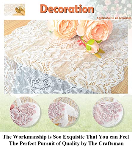 Vintage-Lace-Table-Runner 12x120-Inch Wedding Bridal Lace Table Runners Flower Table Runner Tea Party Tablecloth White Lace Runner