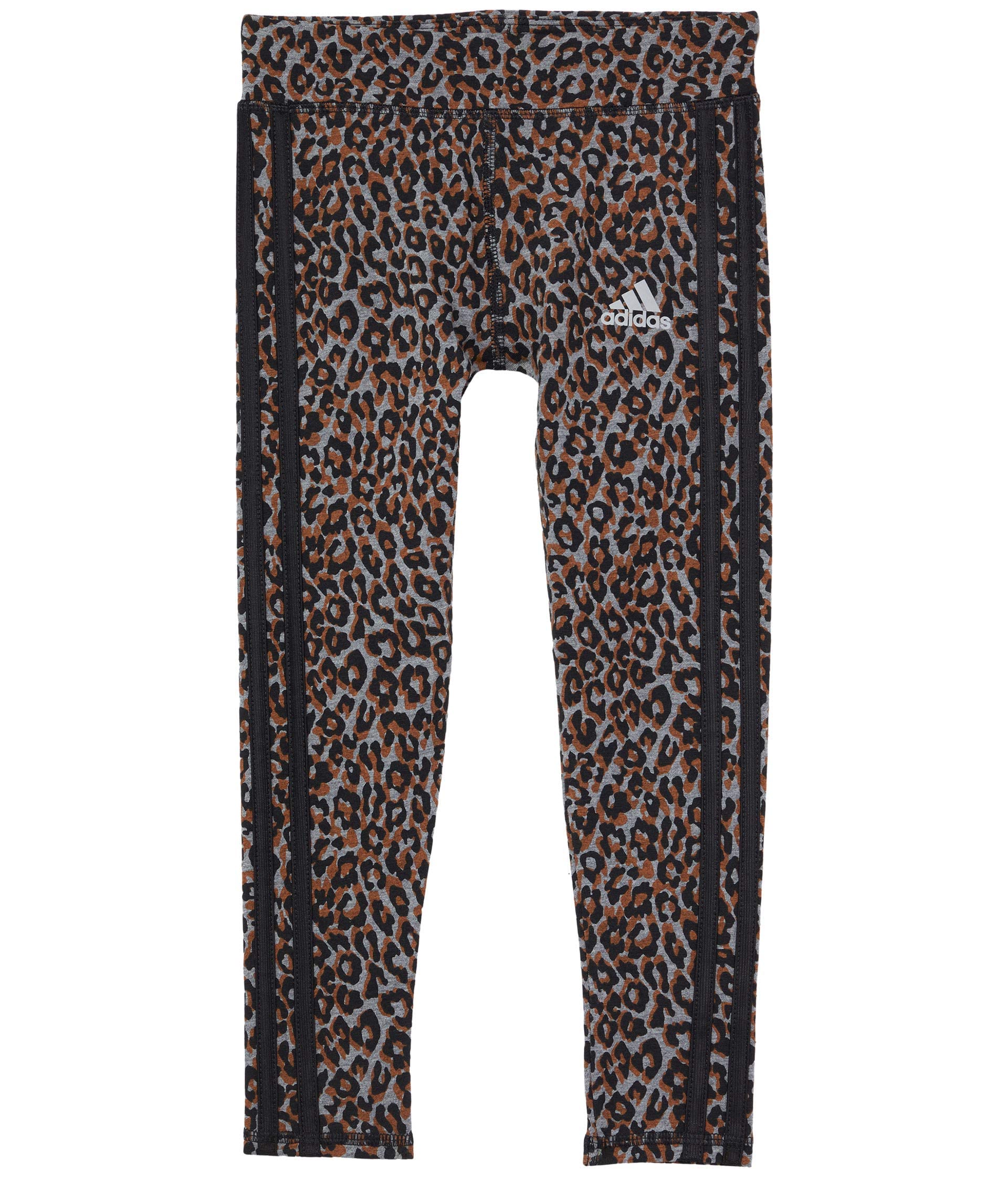 adidas girls Allover Print 3-stripes Tights Leggings, Charcoal Grey Heather, Medium Slim US