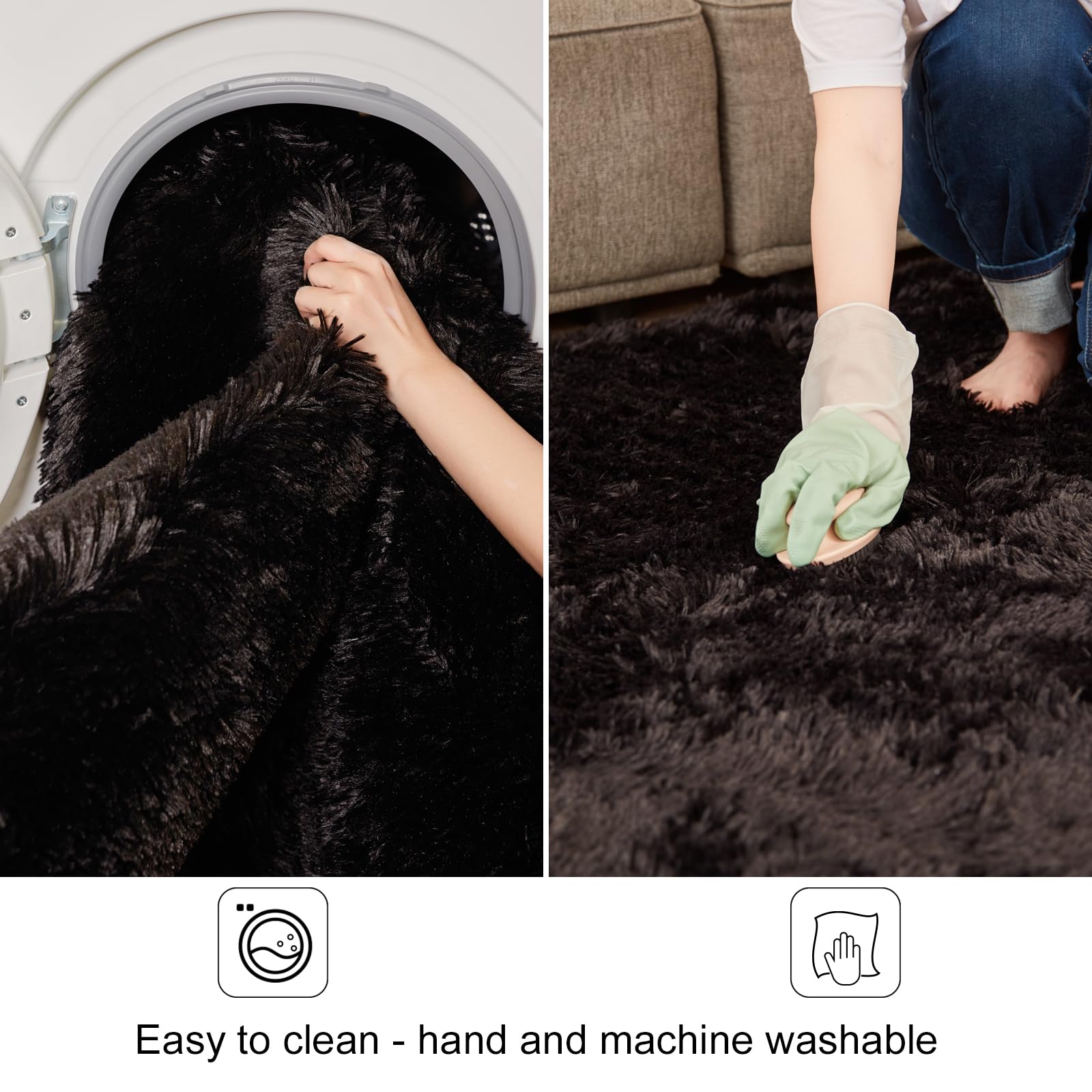 Glamtex 5x8 Fluffy Rugs, Area Rug, Soft and Comfortable, high-Density Sponge Fluffy Carpet, not Easy to Fall Off, Living Room and Bedroom Rug