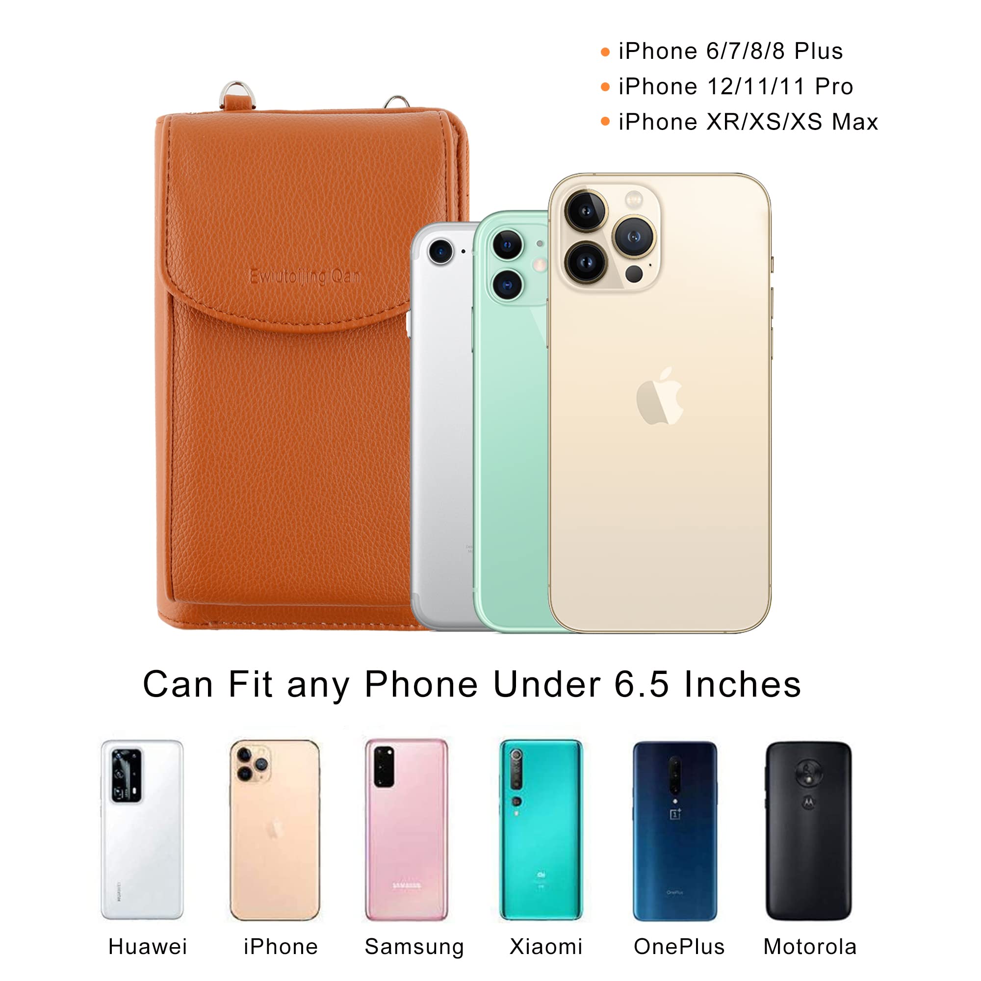 EwiutoijngiQan PU Ladies Leather RFID Blocking Crossbody Mobile Phone Bag Ladies Wallet, Fashion One Shoulder Strap Bag