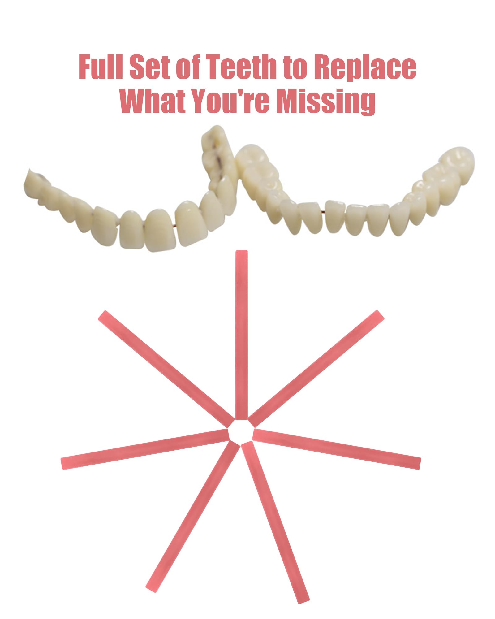 AEE Dentures Do it Yourself Full Set of Top and Bottom Fake Teeth, for Improve Smile, DIY Denture Kit Easy and Convenient, Fake Teeth Repair Missing Teeth, False Teeth for Protect Your Teeth